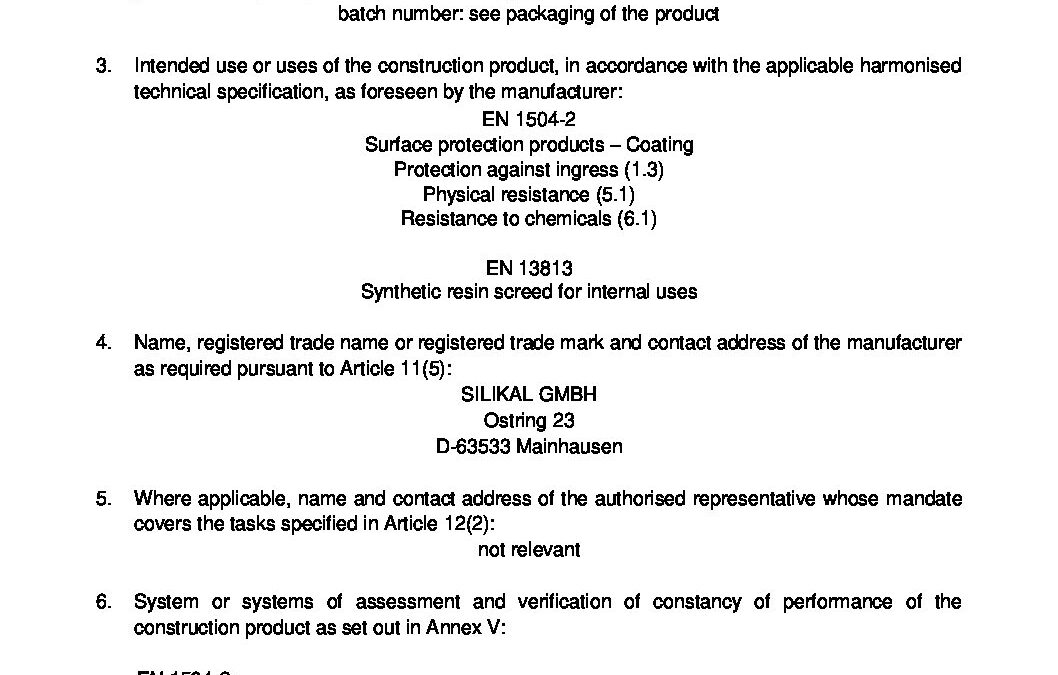 Declaration of Performance Silikal System AgBB - Silikal GmbH